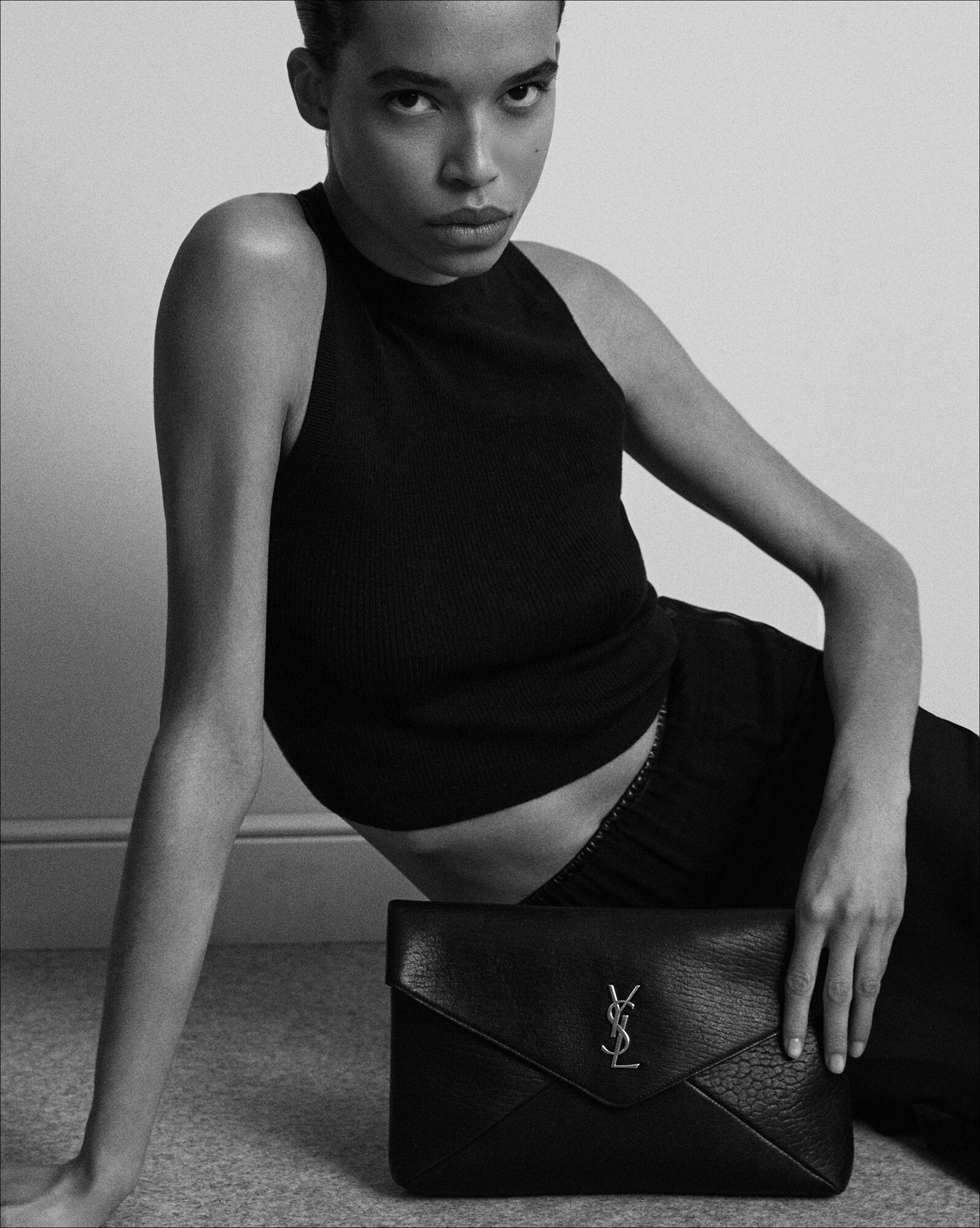 SAINT LAURENT Saint Laurent Cassandre Large Envelope Pouch in Suede